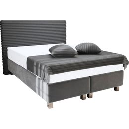 Boxspringbett, L:210cm, grau, Westfalia Schlafkomfort, 80% Baumwolle/ 20% Polyester;Polsterwatte: 100% Polyester, Komplettbetten, "Sven", inkl.