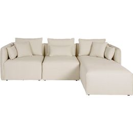 Ecksofa OTTO HOME, B:262cm H:74cm T:172cm, beige, Samtoptik (100% Polyester);Struktur (100% Polypropylene);Webstoff (100% Polyester);Struktur fein