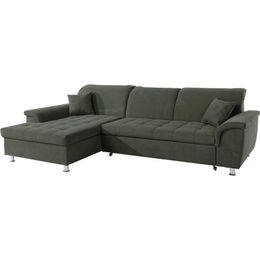 Ecksofa DOMO collection, B:279cm H:81cm T:162cm, gr&uuml;n, Wohnzimmer, Sofas, "Franzi, zeitlos und elegant, moderne Sitzheftung, L-Form", wahlweise mit