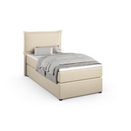 Boxspringbett Home Affaire, B:107cm L:215cm, beige, Komplettbetten, "Lysann", 5fach verstellbares Kopfteil, in 4 Breiten, 3 Matratzenarten