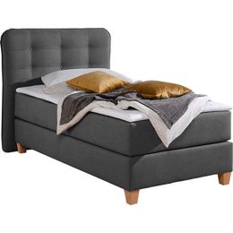Boxspringbett Home Affaire, B:108cm L:209cm, grau, Komplettbetten, inklusive Komfortschaum-Topper