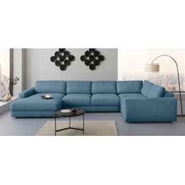 Wohnlandschaft Places of Style, B:405cm H:84cm T:224cm, blau, 100% Polyester, Sofas, "Bloomfield, Mega Polsterprogramm, Breite 405cm, viel Platz,