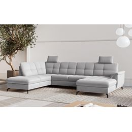 Sit & More Wohnlandschaft SIT & MORE, B:319cm H:92cm T:212cm, grau, 95% Polyester 5% Polyamid, Sofas, "Zora", wahlweise mit Bettfunktion und Bettkasten