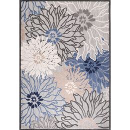 Teppich Sanat, B:200cm H:6mm L:290cm, grau, Kunstfaser, Wohnzimmer, Teppiche, "Floral 2 Outdoor", In- und Outdoor geeignet, Blumen, Balkon, Terrasse,