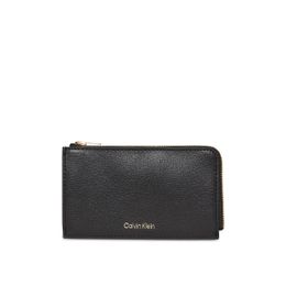 Calvin Klein Damen Kartenetui "FOIL LOGO TOP ZIP CARDCASE", schwarz, Lederimitat, unifarben, Kleinlederwaren, Kreditkartenetui mit CK-Logo