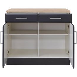 Unterschrank KOCHSTATION, B:100cm H:85cm T:60cm, grau, Holzwerkstoff, MDF, K&uuml;che, Schr&auml;nke, "KS-Stockholm", hochwertige MDF-Fronten