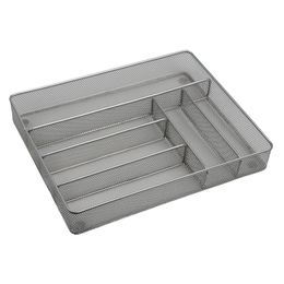 Kesper Besteckeinsatz "Besteckkasten mit 6 F&auml;chern aus Metall", B/H/T: 37cm x 5,5cm x 31cm, silber, Schubladeneins&auml;tze, Organizer mit durchdachter