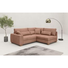 Ecksofa MR. COUCH, B:227cm H:68cm T:190cm, rot, Novaclean Avanti (100% Polyester), Wohnzimmer, Sofas, "Hilla L-Form", Mit Federkern, wahlweise mit