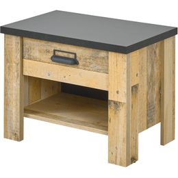 Nachtkommode Home Affaire, B:60cm H:46cm T:39cm, braun, Sideboards, "SHERWOOD", mit Apothekergriff aus Metall, Schubkasten "Soft close", Breite 60 cm