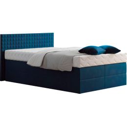 Boxspringbett, B:155cm L:210cm, blau, Westfalia Schlafkomfort, Bezug: 100% Polyester;Polsterwatte: 100% Polyester, Komplettbetten, mit Zierkissen,
