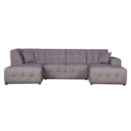 Wohnlandschaft Home Affaire, B:297cm H:85cm T:163cm, grau, 100% Polyester, Sofas, "Nosia U-Form", incl. 2 Zierkissen, mit feiner Steppung