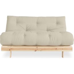 Daybett Karup Design, B:140cm H:85cm, beige, Daybetten, "Daybett Roots Schlafsofa – Gästebett & Sofa aus FSC-Kiefer", Inkl. Futonmatratze, in