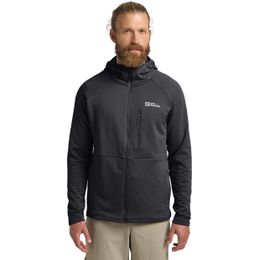 Jack Wolfskin Herren Fleecejacke "KOLBENBERG HOODED FZ M", grau, Gr. S, Obermaterial: 92% Polyester, 8% Elasthan, Jacken, Atmungsaktiv, leicht,