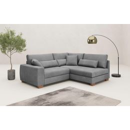 Ecksofa MR. COUCH, B:227cm H:68cm T:190cm, grau, Novaclean Avanti (100% Polyester), Wohnzimmer, Sofas, "Hilla L-Form", Mit Federkern, wahlweise mit