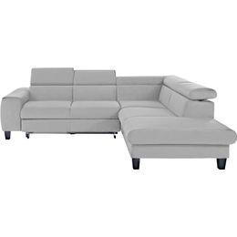 Ecksofa COTTA, B:249cm H:75cm T:207cm, grau, Microfaser PRIMABELLE (100% Polyester);Flachgewebe (100% Polyester);Samtvelours (100% Polyester),