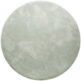 Teppich HOMIE LIVING, H:25mm &Oslash;:120cm, gr&uuml;n, Polyester, Wohnzimmer, Teppiche, "Pisa", Hochflor, Microfaser, uni, weich, Shaggy, Wohnzimmer,