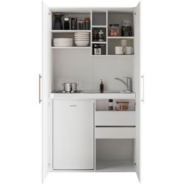 Pantryk&uuml;che respekta, B:104cm H:193cm T:65cm, wei&szlig;, Komplettk&uuml;chen-Sets, "Peter, Kochfeld von SCHOTT CERAN, wahlw. mit Mikrowelle, Korpus Wei&szlig;",