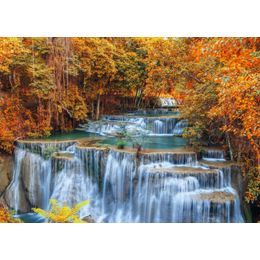 papermoon Fototapete "Autumn Waterfall Thailand", B/L: 4m x 2,6m, Bahnen: 8 Stk., bunt, Tapeten