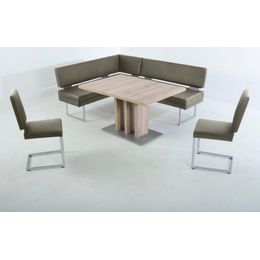 K+w Komfort & Wohnen Essgruppe, B:158cm H:89cm T:199cm, beige, K+W KOMFORT & WOHNEN, Sitzmöbel-Sets, langer Schenkel links oder rechts, 2 Freischwinger, 1 Funktionstisch