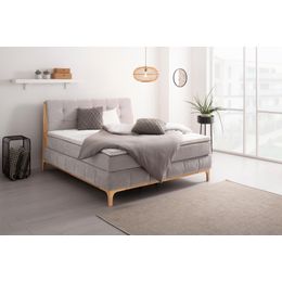 Boxspringbett OTTO products, B:181cm L:216cm, silber, Polyester, Komplettbetten, "Jelle", zertifizierte, recycelte Bezugsstoffe, verschiedene