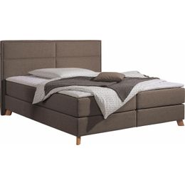 Boxspringbett Home Affaire, B:111cm L:209cm, braun, Strukturstoff-Bezug (100% Polyester);Topperbezug 100% Polyester, Komplettbetten, "Caria", in 5
