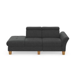 Recamiere Home Affaire, B:206cm H:84cm T:93cm, grau, 100% Polyester, Sofas, "Lindgren", wahlweise motorische TV-Funktion, Bettkasten und