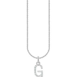 Thomas Sabo Damen Kette mit Anhänger "Buchstabe", 45, G, Silber 925 (recycelt), bunt, Silber 925 (recycelt), Halsketten, mit Zirkonia (synth.)