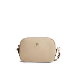 Tommy Hilfiger Damen Mini Bag "POPETTE CAMERA BAG", beige, Leder, Nylon, Taschen, Damen Umhängetasche, Schultertasche mit TH-Schmuckelement