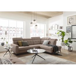 Ecksofa Musterring, B:272cm H:84cm T:214cm, grau, 100% Polyester, Wohnzimmer, Sofas, "MR 4615", mit Kopf- und R&uuml;ckenverstellung, Metallfu&szlig; schwarz,