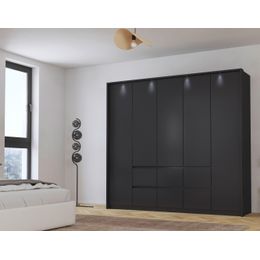 Dreht&uuml;renschrank Rauch, B:230cm H:212cm T:58cm, grau, Holzwerkstoff, Schr&auml;nke, "Mainz mit Passepartout", optional mit Beleuchtung, Au&szlig;ent&uuml;ren mit