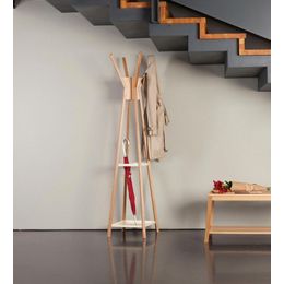 Garderobe WOODMAN, beige, Massivholz, Flur, Garderobenpaneele, "Magellan", im skandinavian Design, aus massiver Eiche, mit 4 Haken, FSC