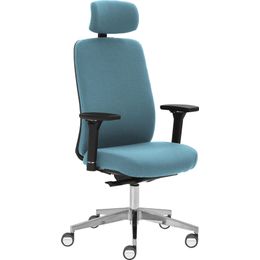 mayer Sitzmöbel Drehstuhl MAYER SITZMÖBEL, B:70cm H:123cm T:63cm, blau, Polyester, Büro, Stühle, "2229", 4D Armlehnen, Kopfstütze, Sitztiefenverstellung,