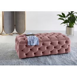 Polsterhocker Home Affaire, B:120cm H:45cm T:55cm, rosa, 100% Polyester, Hocker, "KALINA, hochwertige Knopfheftung, B/T/H: 120/55/45 cm", mit