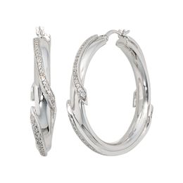 Jobo Damen Paar Creolen, 37,3mm, Silber 925 (Sterlingsilber), silber, Silber 925 (Sterlingsilber), Ohrringe, 925 Silber mit 124 Zirkonia