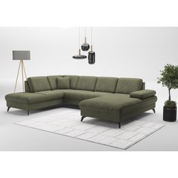 Sit & More Wohnlandschaft SIT & MORE, B:300cm H:83cm T:202cm, grün, 100% Polyester, Sofas, "Morris Jubi U-Form, B: 300 cm", mit Armteilfunktion & 1 Zierkissen,