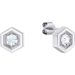 Tommy Hilfiger Damen Paar Ohrstecker "SS24 GEOMETRIC", 8mm, Edelstahl, silber, Edelstahl, Ohrringe, mit Emaille - mit Glasstein