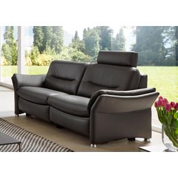 2,5-Sitzer Hukla, B:194cm H:91cm T:92cm, schwarz, Sofas, "HU-SF15058 Ledersofa, Breite 194 cm", aus Leder, optional Kopfstütze u. WallAway-Funktion
