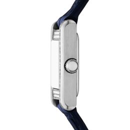 Emporio Armani Damen Quarzuhrdunkelblau, silberfarben, Armbanduhren, Armbanduhr, Damenuhr, Lederarmband, analog, Glassteine