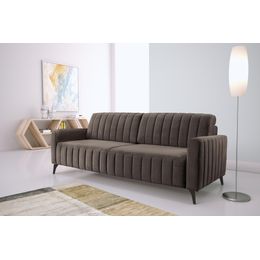 3-Sitzer, B:222cm H:90cm T:100cm, braun, exxpo - SOFA FASHION, Sofas, "Grande, Schlafsofa, Dauerschläfer, Microvelours-Bezug, Breite 222cm", mit