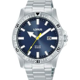 Lorus Herren Solaruhr, silber, Armbanduhren, Armbanduhr, Herrenuhr, Edelstahlarmband, analog, Datum