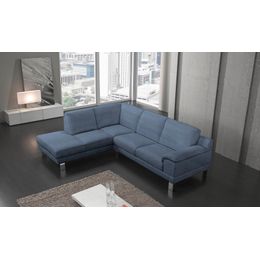 Ecksofa Egoitaliano, B:240cm H:84cm T:212cm, blau, Luxus-Micofaser Lederoptik (100% Polyester) ist ein neues technisches Gewebe mit einem visuellen