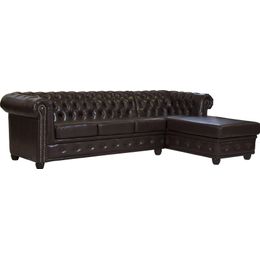 Chesterfield-Sofa Home Affaire, B:255cm H:72cm T:171cm, braun, Luxus-Microfaser Lederoptik (100% Polyester);Kunstleder, Sofas, "Rysum L-Form",