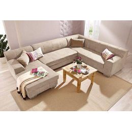 Wohnlandschaft Home Affaire, B:320cm H:77cm T:90cm, beige, Luxus-Microfaser (100% Polyester);Microfaser PRIMABELLE (100% Polyester);Microfaser in
