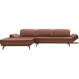 Ecksofa, B:313cm H:117cm T:212cm, braun, CREATION BY ROLF BENZ, Flachgewebe DONNA (76% Polyester 24% Polyacryl);Leder OSKAR - echtes Leder,