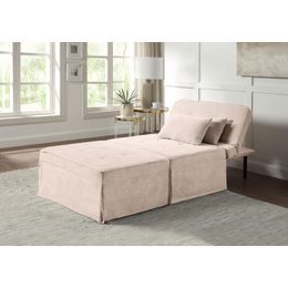 Schlafsofa, B:80cm H:43cm T:70cm, beige, ATLANTIC HOME COLLECTION, 100% PES, Jugendzimmer, Sofas, "Finn", wandelbar zum Loungesessel, Relaxliege und