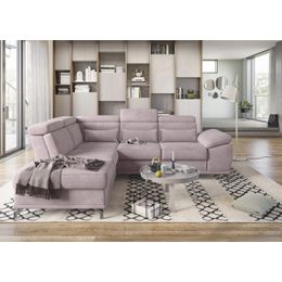 Sit & More Ecksofa SIT & MORE, B:274cm H:87cm T:230cm, rosa, 100% Polyester, Wohnzimmer, Sofas, "Cabrio L-Form, B: 274 cm, mit Sitztiefen-, Arm- &