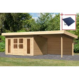 Gartenhaus Konifera, beige, Holz, Gartenh&auml;user, "Perlsee 4", mit Anbaudach