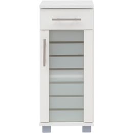 Unterschrank Schildmeyer, B:30cm H:75cm T:32,5cm, wei&szlig;, Badezimmer, Schr&auml;nke, "Nikosia", Breite 30 cm, mit Glast&uuml;r, 1 Schublade, MDF-Fronten,