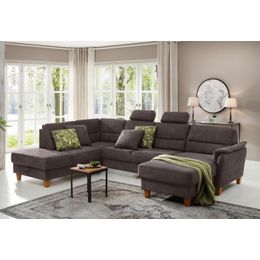Wohnlandschaft Home Affaire, B:308cm H:89cm T:212cm, braun, 100% Polyester;Struktur (100% Polyester);Luxus-Microfaser in Lederoptik (100% Polyester),