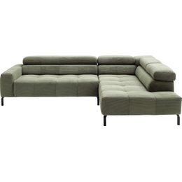 Ecksofa Places of Style, B:276cm H:71cm T:219cm, grün, 95% Polyester, 5% Nylon, Wohnzimmer, Sofas, "Claya, L-Form, incl. Kopfteilverstellung, Breite